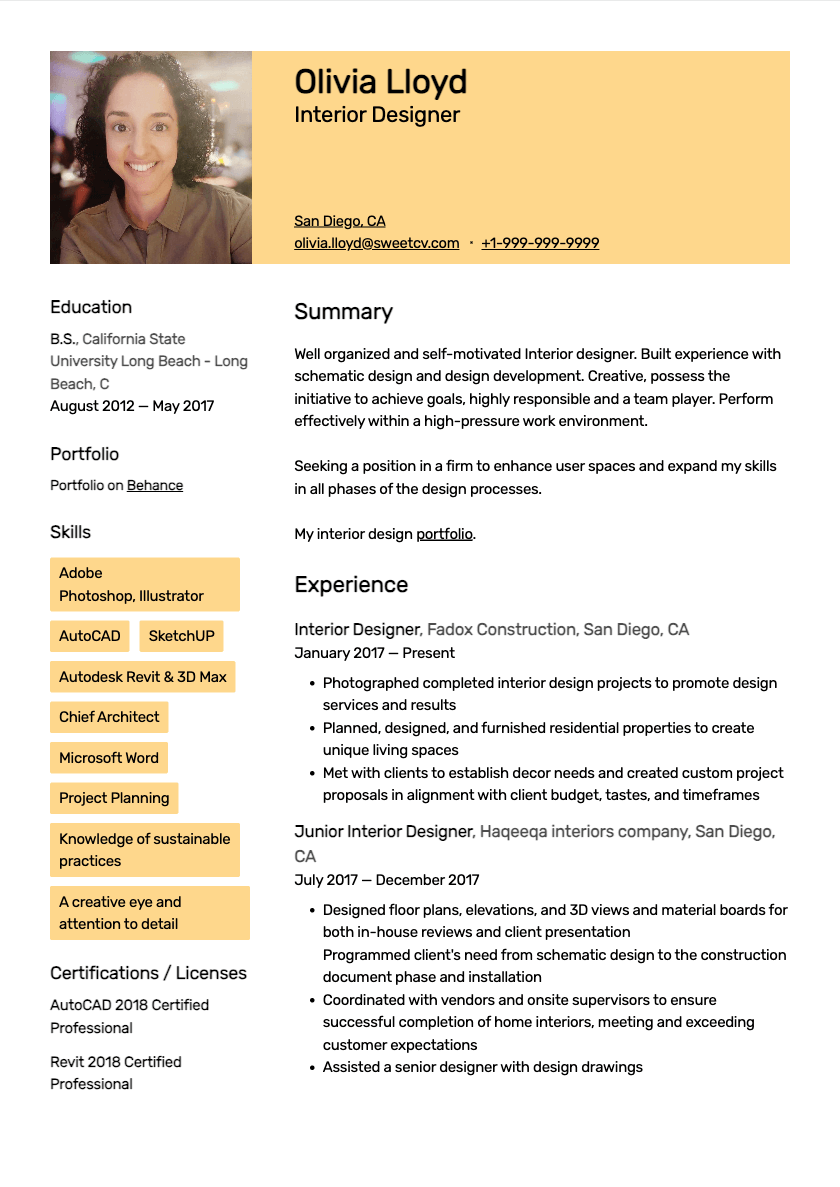 Interior Designer Resume Format Free Download Design Talk